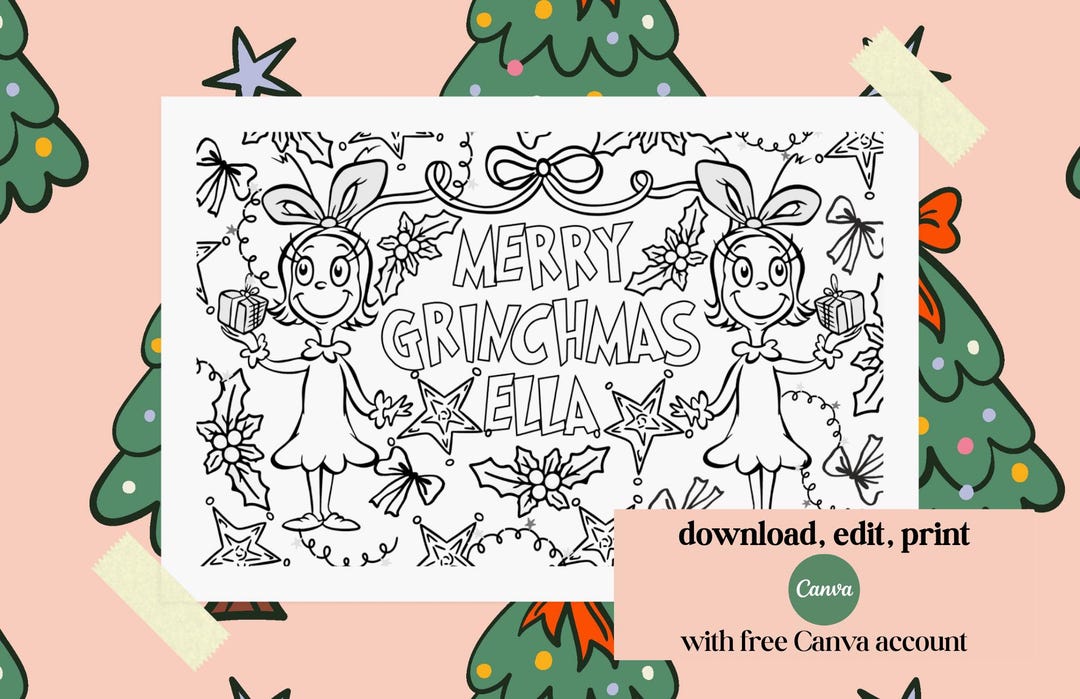 Cindy Lou Who Coloring Placemat | Grinchmas Kids Activity (instant ...