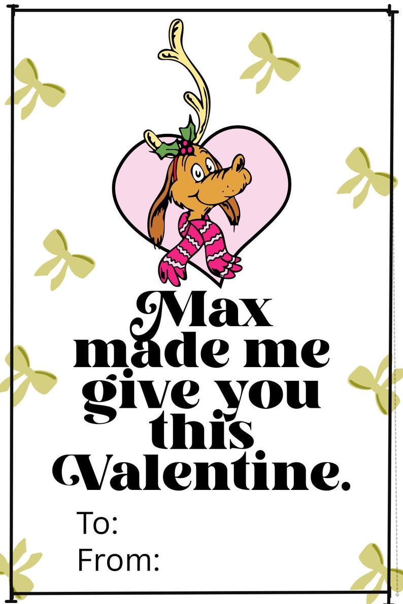 Grinch Valentine Cards Printable | Kids Classroom Exchange, Editable ...