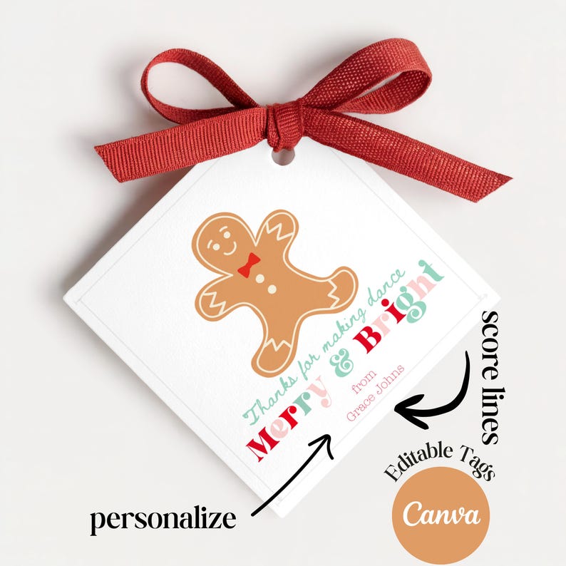 Gingerbread Gift Tags | Merry and Bright Printable (PDF) - Etsy