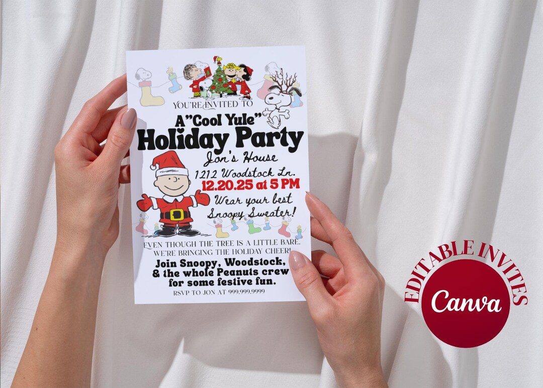 Snoopy Christmas Party Invitation, Peanuts Holiday (digital & Printable ...