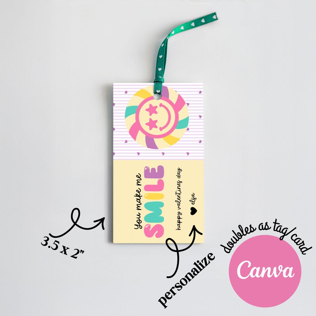 Retro Smiley Face Valentine Card, Printable Note Card (PDF & PNG Files ...