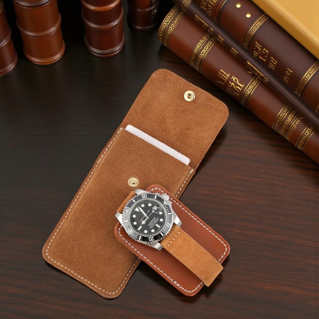 Watch Box, Brown and Black Watch Case for Men, Watch Storage Pouch With ...