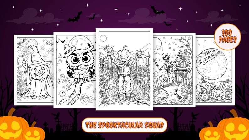 The Spooktacular Squad - 100 Fun Printable Halloween Coloring Pages for ...