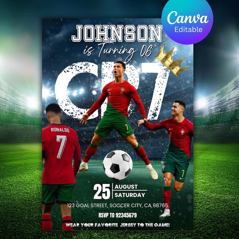 Ronaldo Birthday Template - Etsy UK