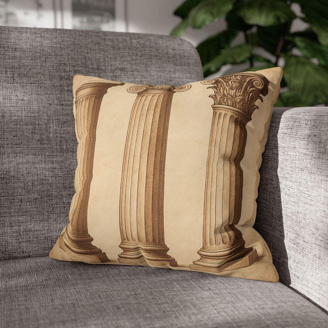 Antique Architectural Columns Pillowcase | Square Canvas Pillowcase ...