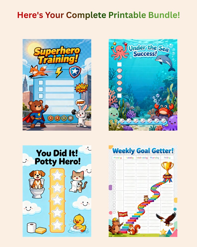 Kids Reward Chart Bundle for Routines, Chores, Behavior, Homework ...