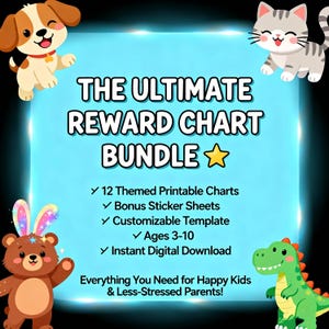 Kids Reward Chart Bundle for Routines, Chores, Behavior, Homework ...