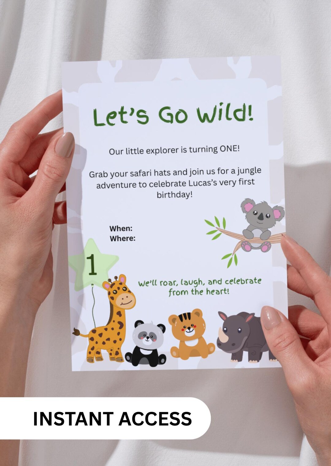 Birthday Invitation-animal Theme-digital Template - Etsy