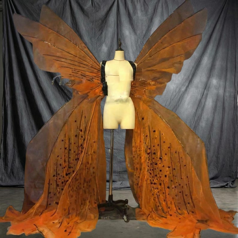 Large Orange Monarch Butterfly Fairy Wings, Fantasy Cosplay Festival ...