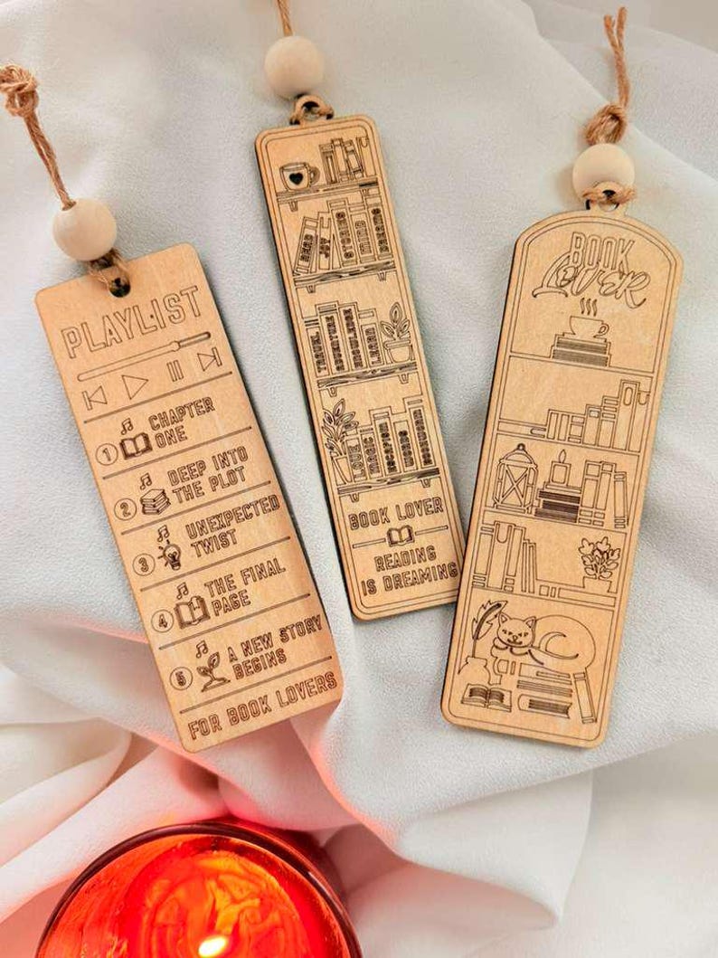 Personalized Wooden Bookmark, Laser Engraved Book Lover Gift, Custom ...