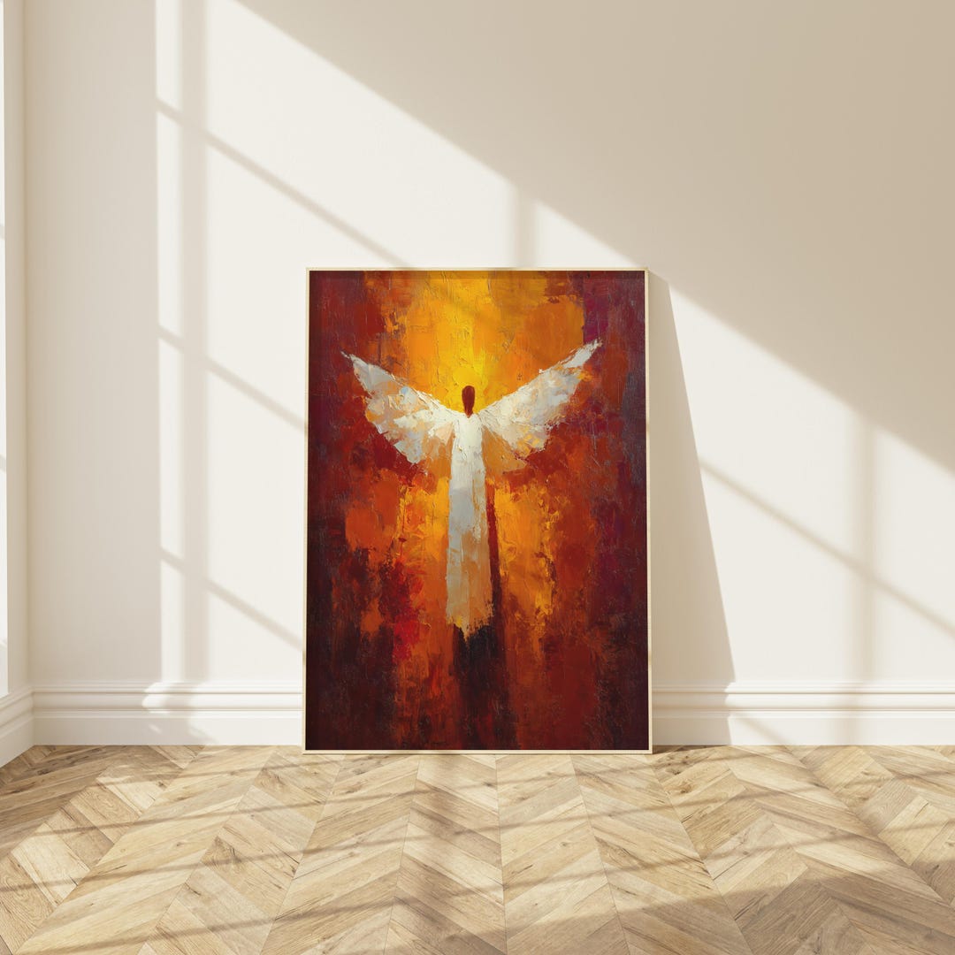 Abstract Angel Art, Fire Wall Decor, Expressionist Christian Art ...