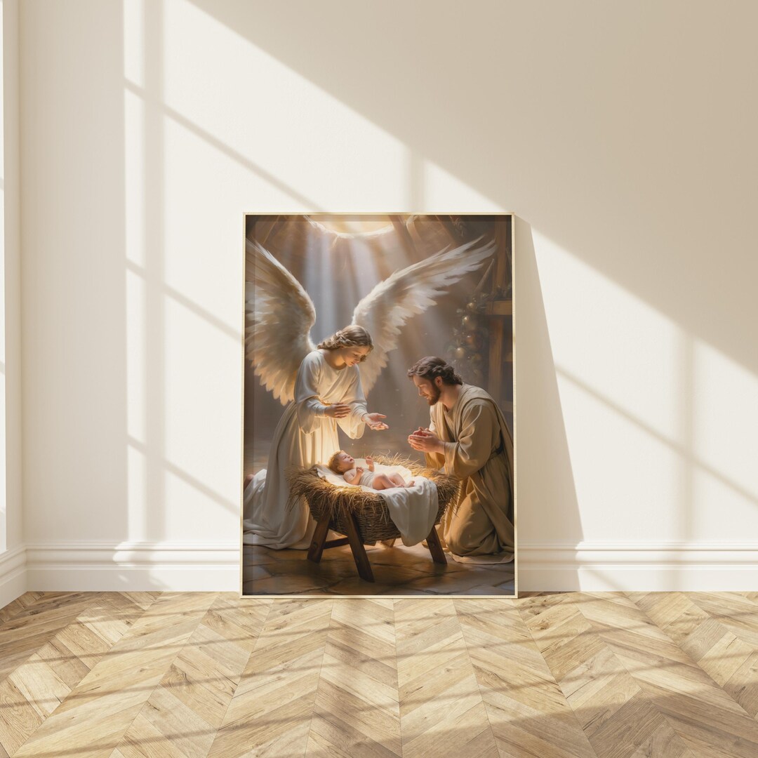 Guardian Angel Nativity Fine Art, Museum Quality Heavenly Wings, Divine ...
