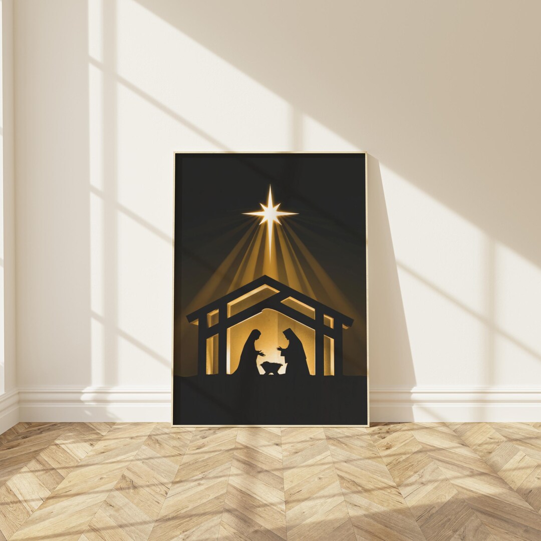 Geometric Nativity Poster | Modern Christmas Holy Family Art - Etsy