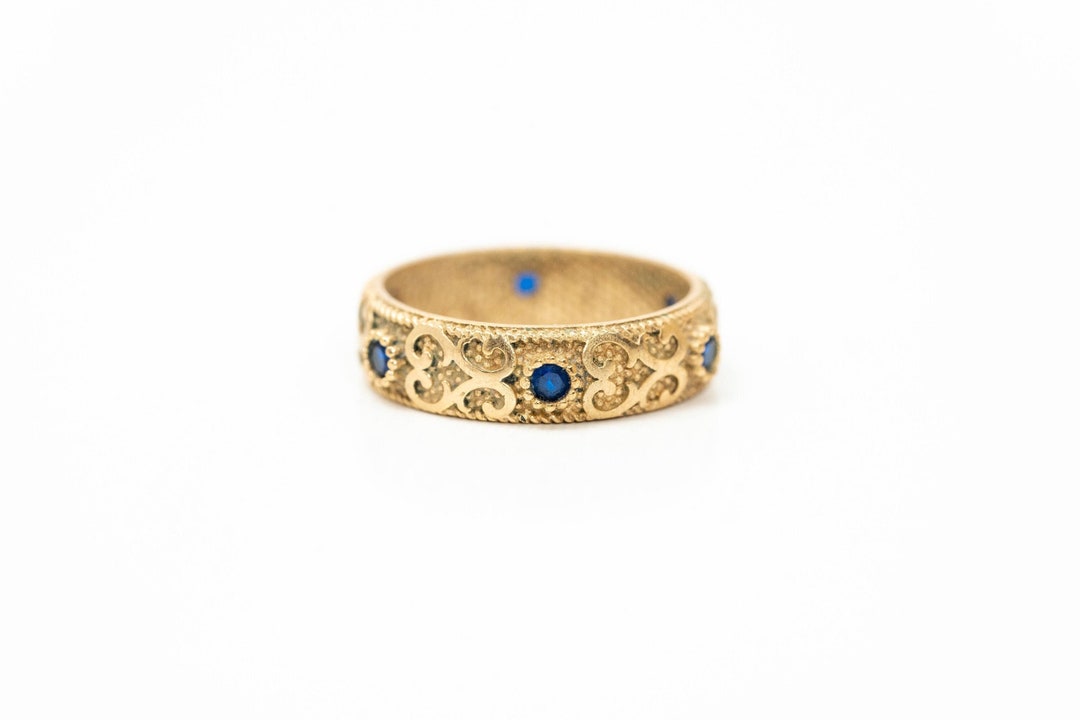 Traditional Ottoman Style Brass Ring With Blue Crystals - Vintage ...