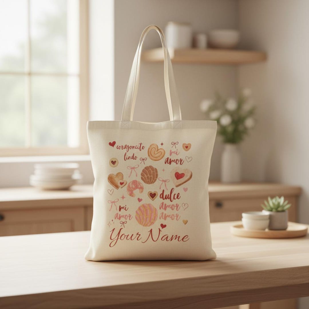 Personalized Valentine Concha & Pan Dulce Tote Bag | Mexican Sweet ...