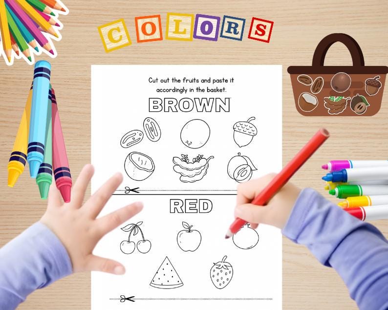 Fruit Color Sorting Activity | Basket Color Matching Game for Toddlers ...