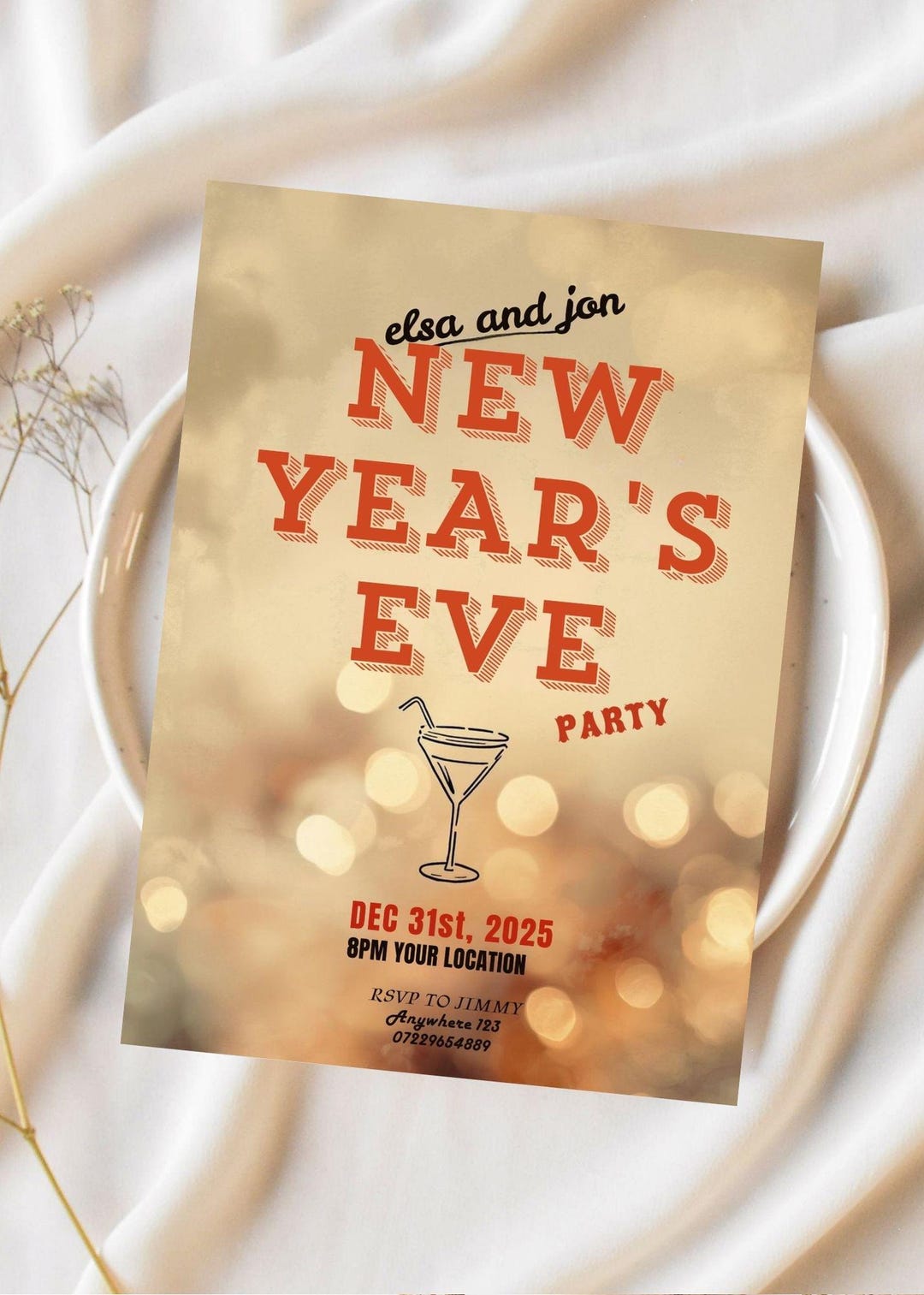 Retro New Year's Eve Party Invitation | Editable NYE Template (digital ...