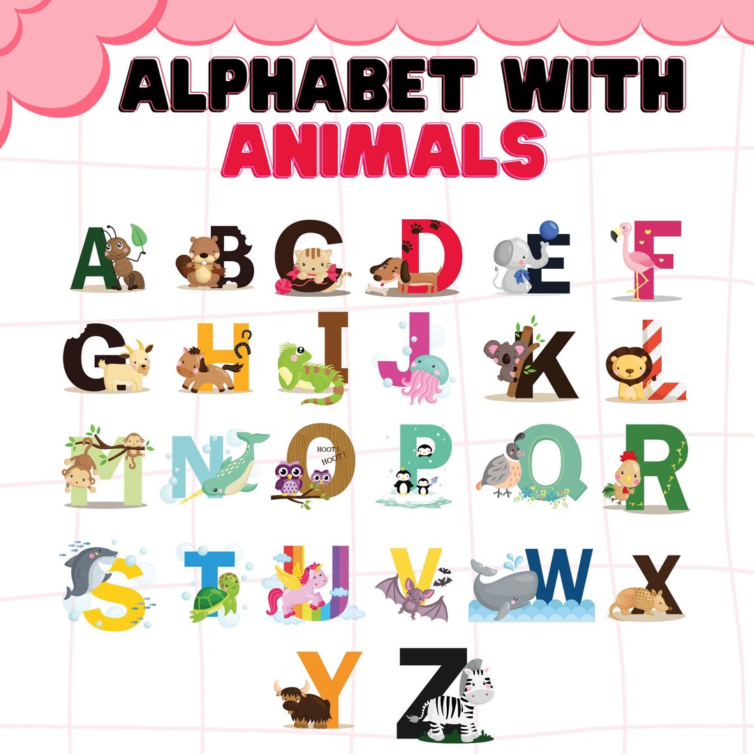 Cute Animals Alphabet SVG Bundle | A–Z Animal Letters Svg| Animal ...