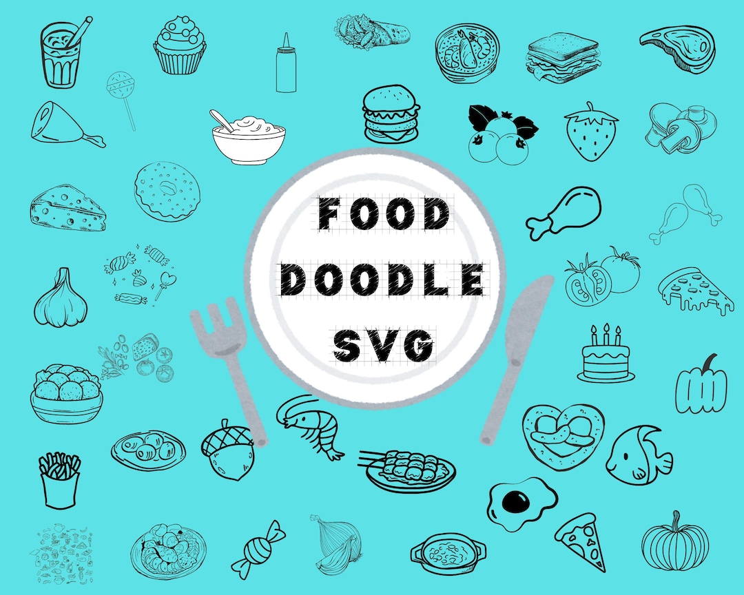 40 Food Doodle Clipart SVG PNG | Cute Food Clipart Bundle | Digital ...