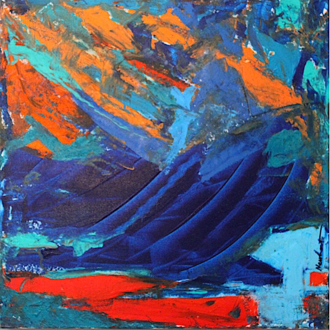 Abstract Painting Depicting Surfing at Kailua Beach Inspired by A.C ...
