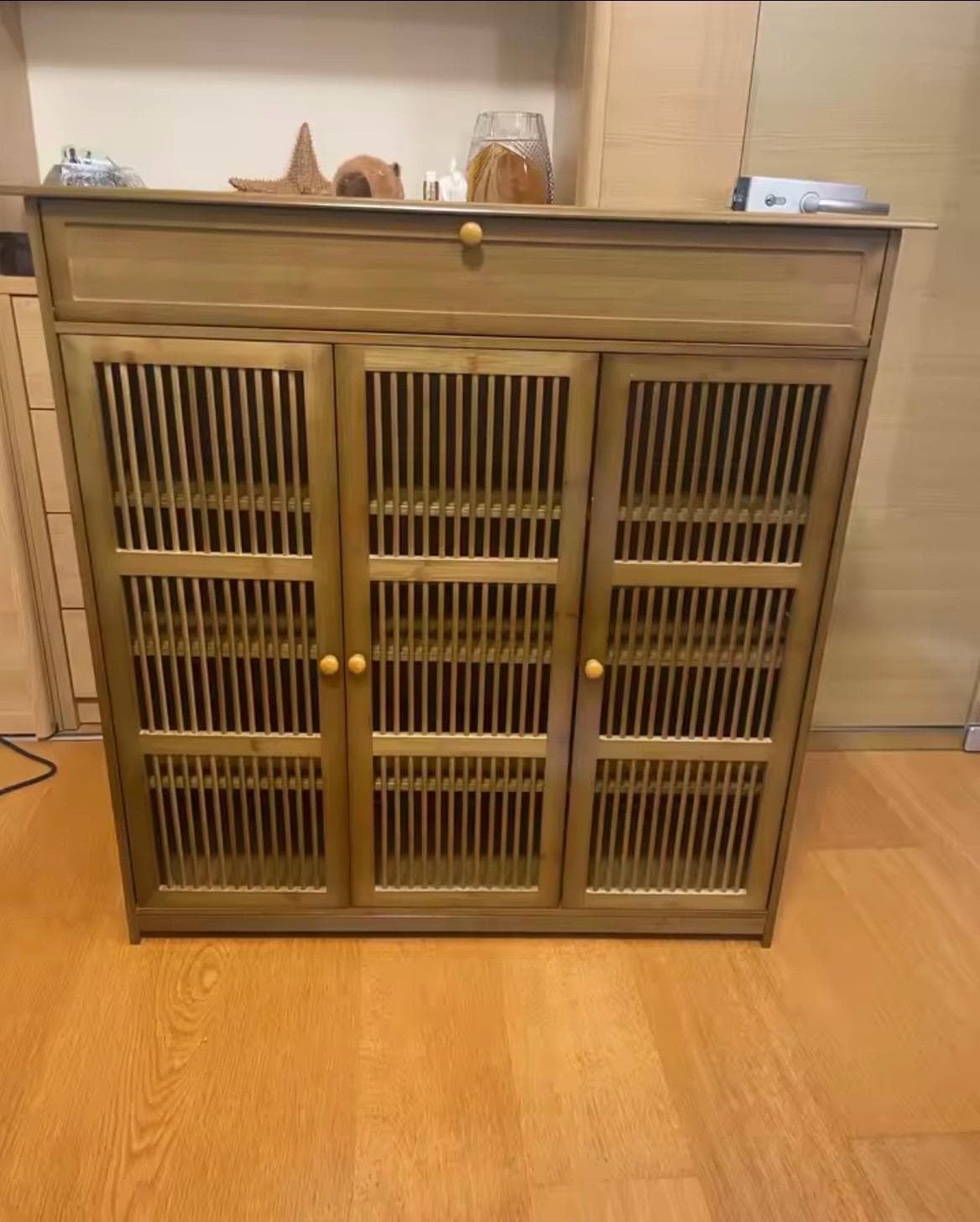 Wooden Shoe Cabinet – Japanese Slatted Design With Large Storage ...