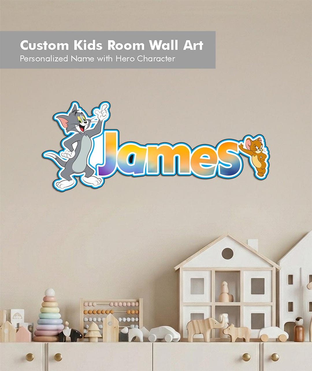 Custom Tom and Jerry Name Sign, Personalized Kids Room and Nursery ...