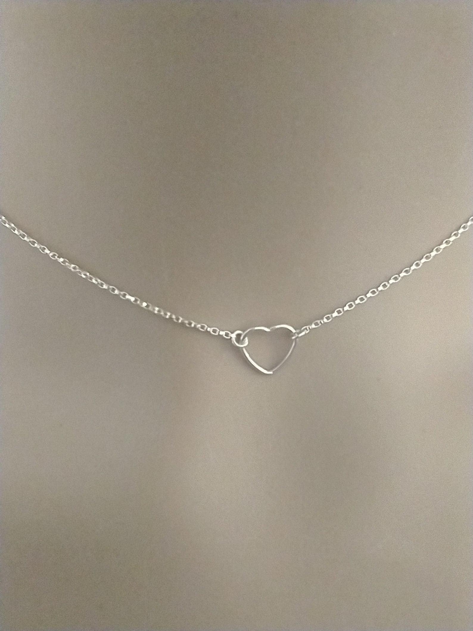 SALE Tiny Sterling Floating Heart Necklace Silver Heart Charm | Etsy