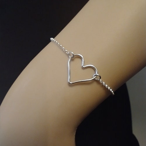 Interlocking Heart Bracelet Sterling Silver Bracelet With - Etsy