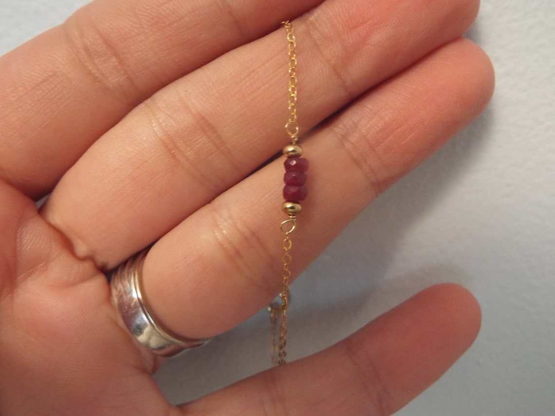 Tiny Ruby Choker Necklace Gold Fill Sterling Silver Ruby - Etsy