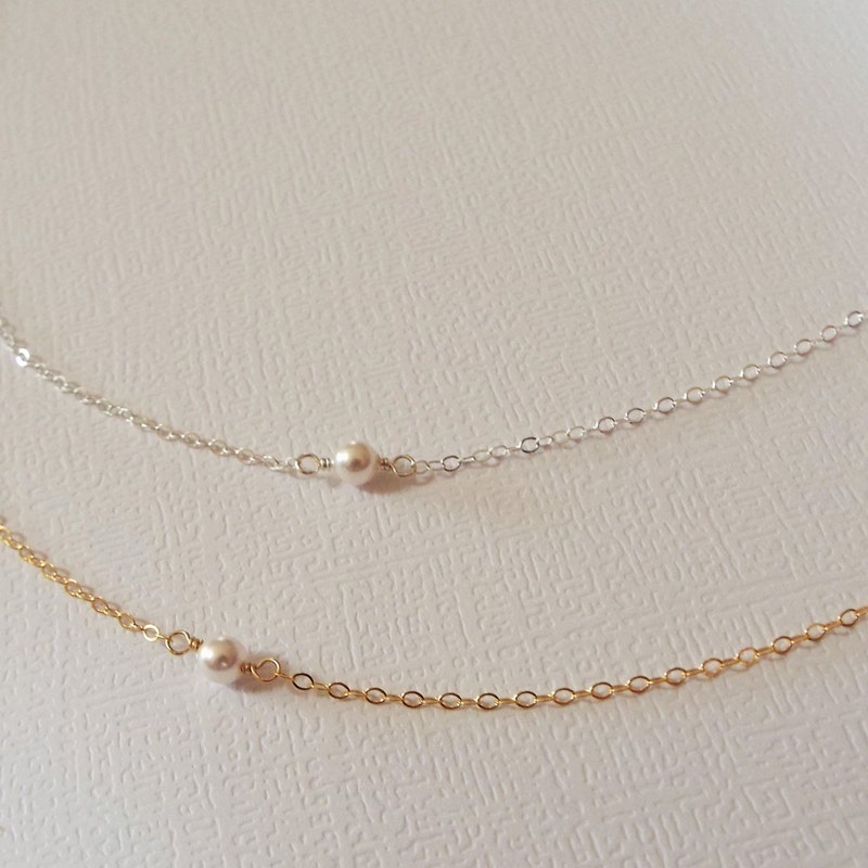 Minimalist Pearl Necklace - Etsy