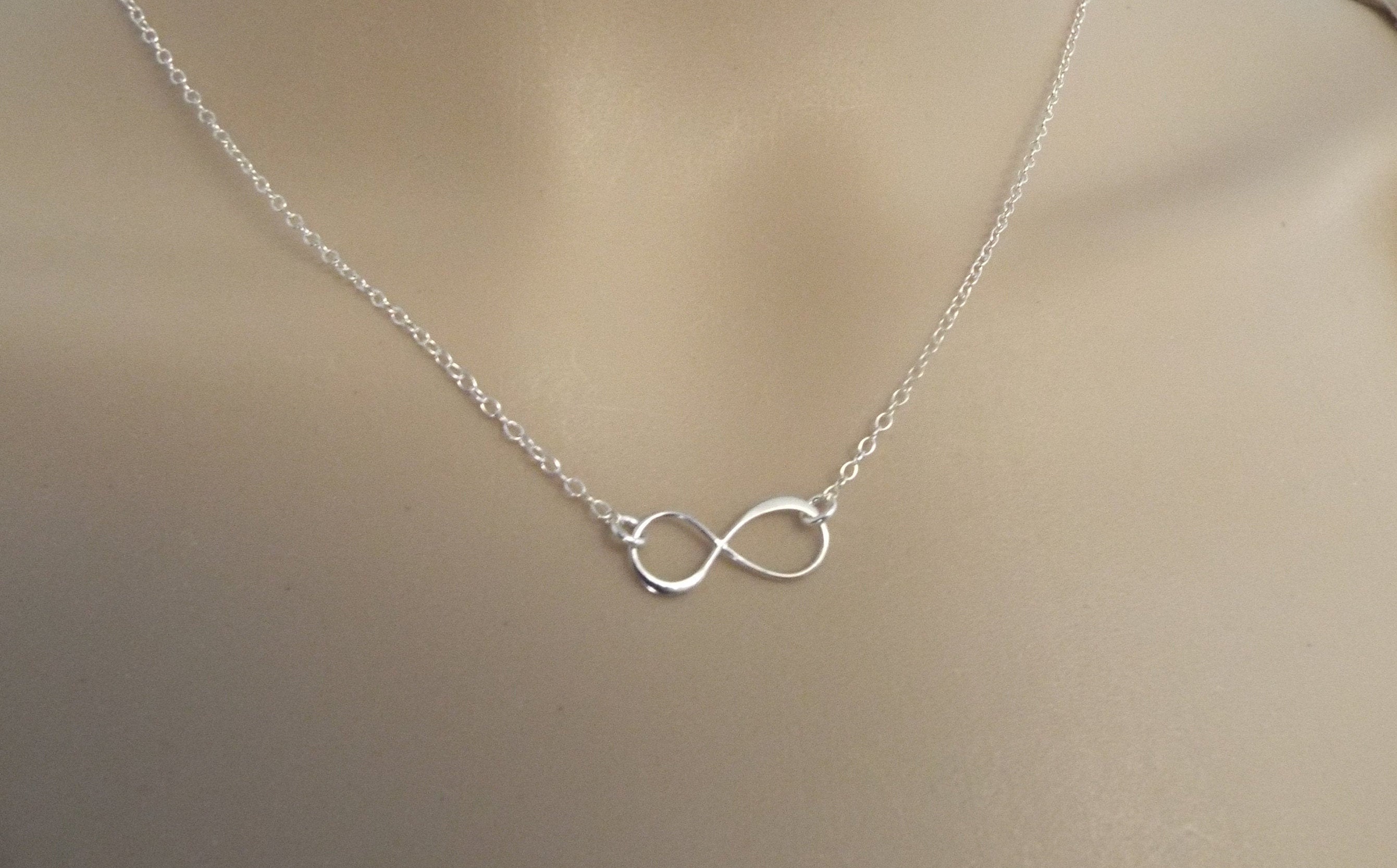 Infinity Necklace Sterling Silver Dainty Silver Necklace | Etsy