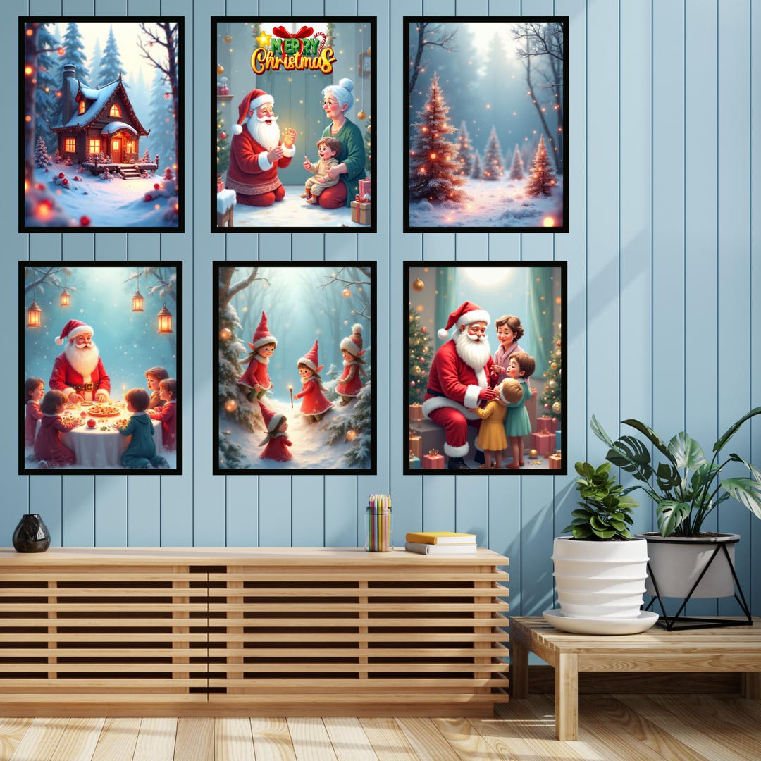 Christmas Wall Art Set of 6 | Printable Holiday Posters | A4 & A3 ...