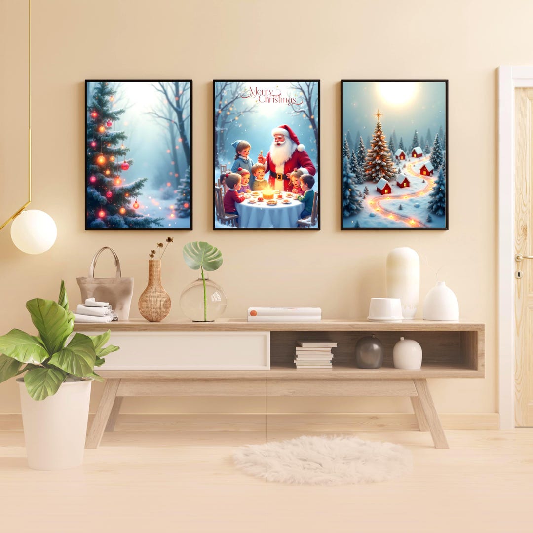 Christmas Wall Art Print Set of 3 | Printable Holiday Posters | A4 & A3 ...