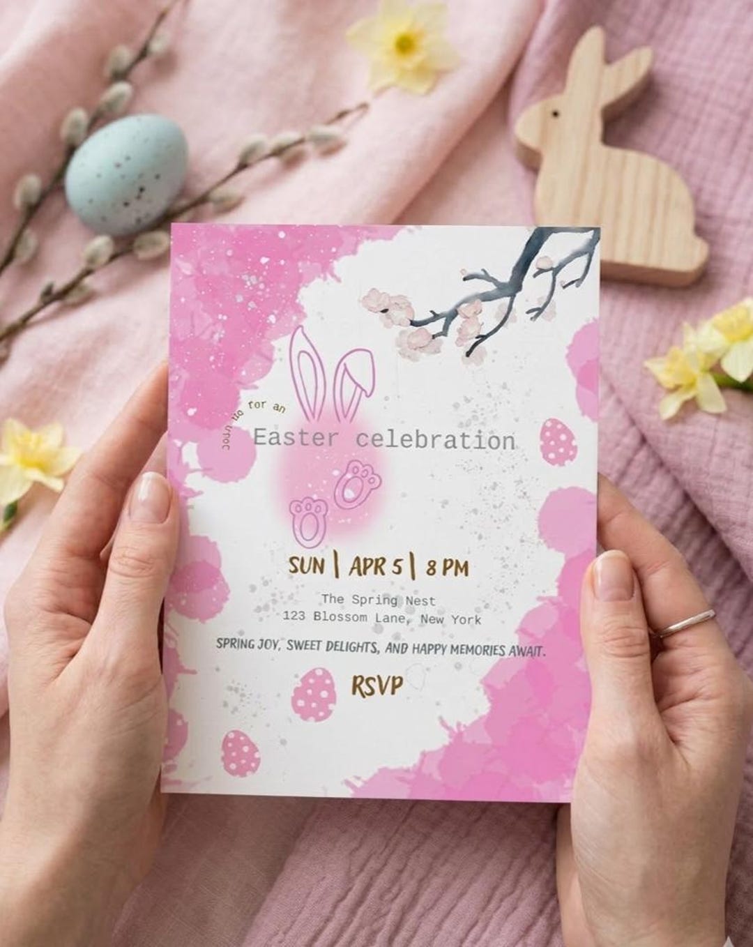 Editable Easter Bunny Invitation Template Canva, Kids Egg Hunt Party ...