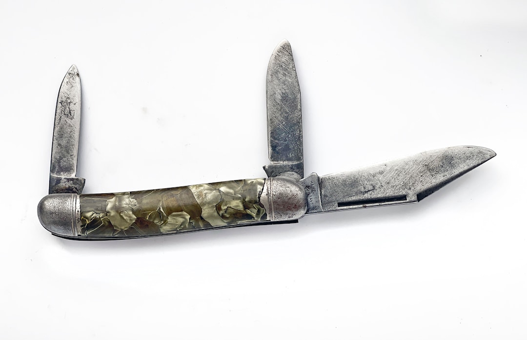 Vintage 1940s HAMMER Brand 3- Blade Folding Pocket KNIFE . Made in USA ...