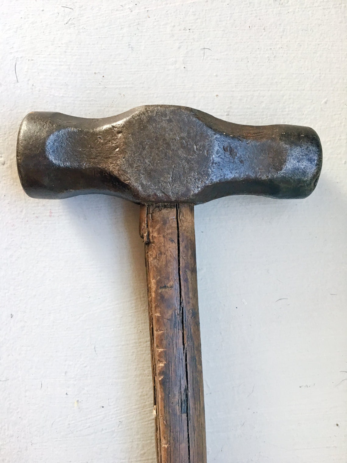 Vintage Heavy 3 Lb Two Faces Blacksmith Hammer Original Hickory Handle ...