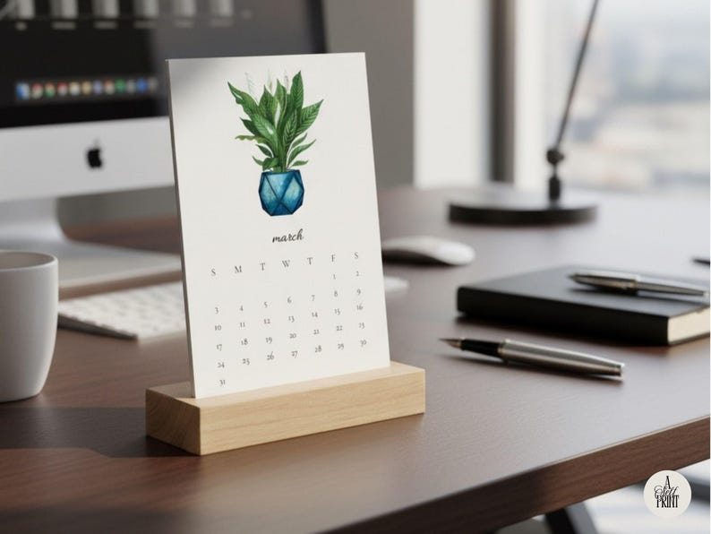 2026 Watercolor Houseplants Desk Calendar, Mini Calendar (PDF) - Etsy