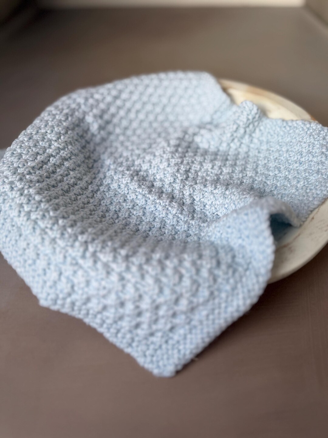 Soft Blue Bump Blanket | 17x17” Newborn Layer | Acrylic Knit Baby Photo ...