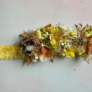 Autumn-inspired Yellow Floral Headband – Silk & Dried Flowers on ...