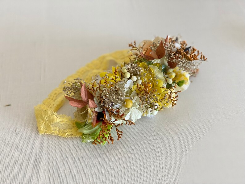Autumn-inspired Yellow Floral Headband – Silk & Dried Flowers on ...