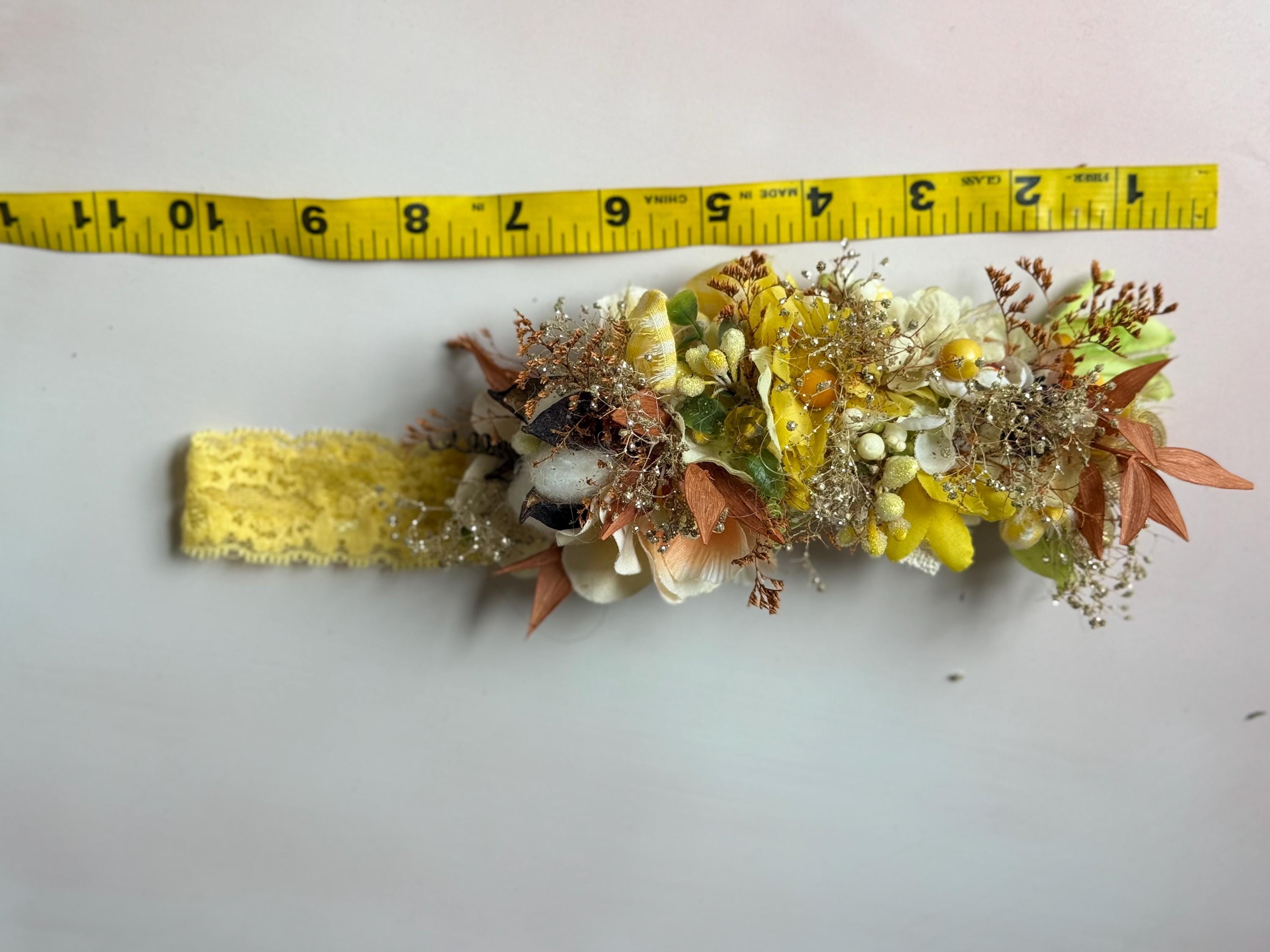 Autumn-inspired Yellow Floral Headband – Silk & Dried Flowers on ...