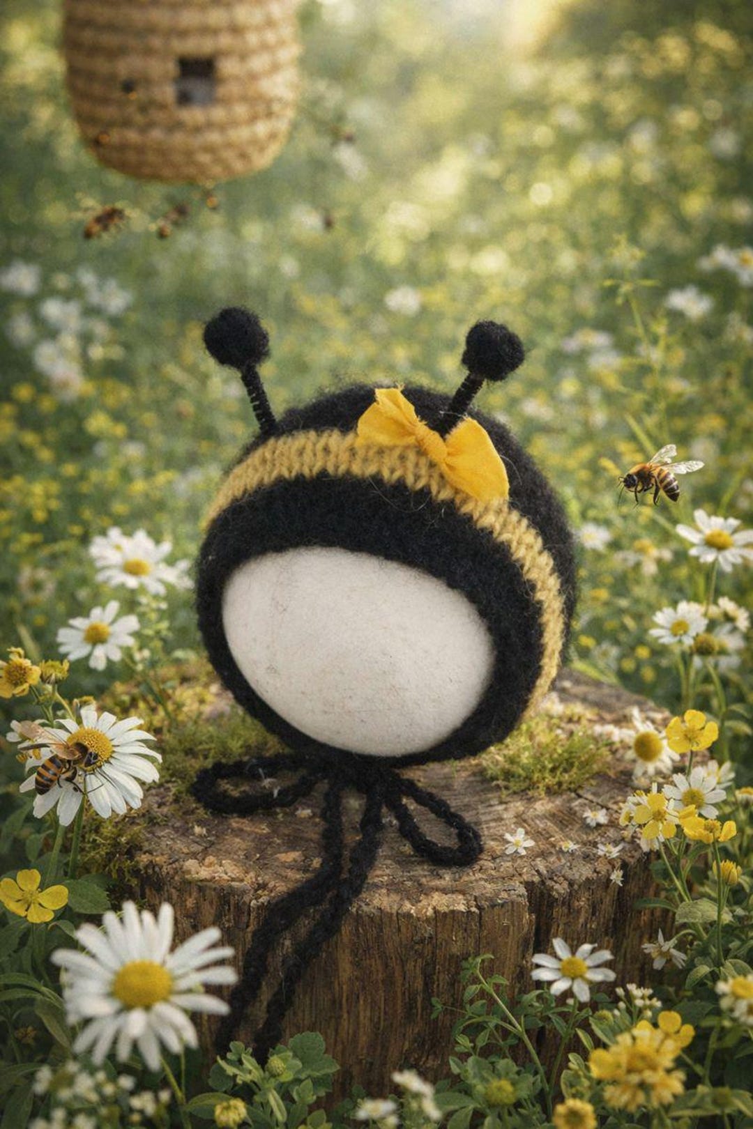 Knitted Bee Bonnet: Newborn Photo Prop - Etsy