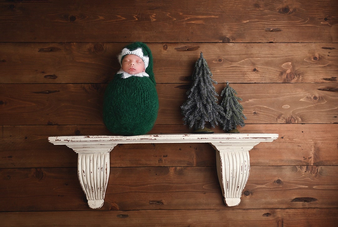 New Born Elf Outfit-new Born Swaddling Sack-elf Hat-christmas Photo ...