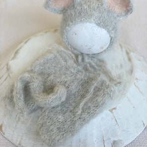 Little Mouse Mohair Bonnet and Short Pants - Handmade Newborn Mouse ...