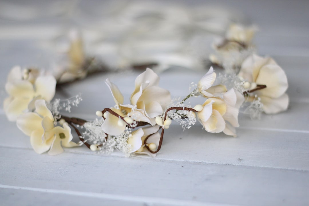 Cream Floral Crown,tie Back,toddler Crown,adult Crown - Etsy