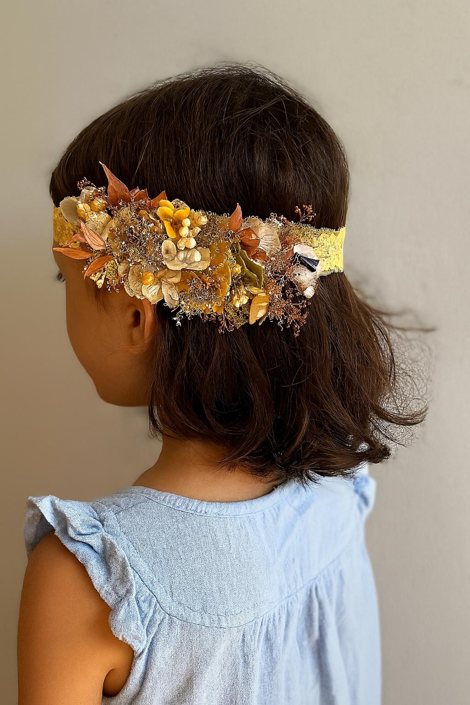Autumn-inspired Yellow Floral Headband – Silk & Dried Flowers on ...
