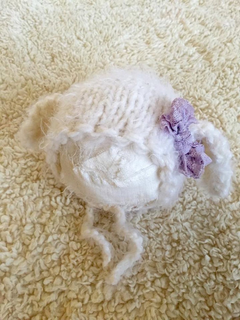 New Born Mohair Lamb Bonnet Photo Prop Knitted Lamb Bonnet | Etsy