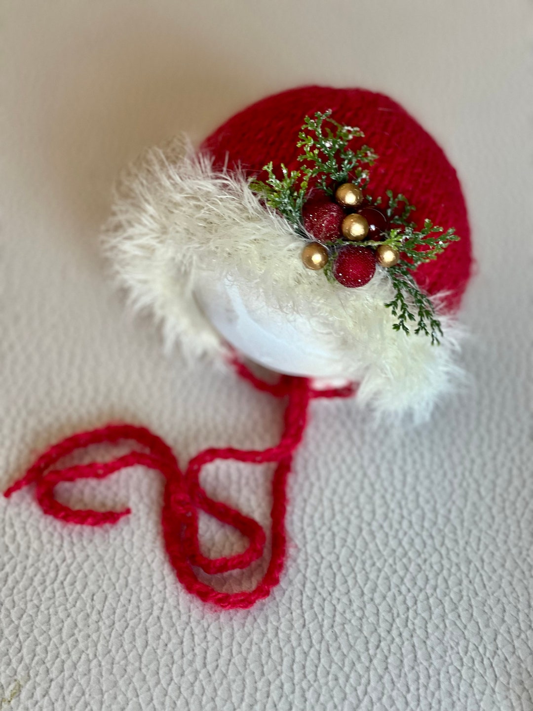 New Born Floral Christmas Bonnet, Red and White Bonnet -santa Bonnet - Etsy