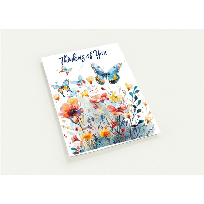 Thinking of You Note Cards With Butterfly & Floral Design (pack of 10 ...