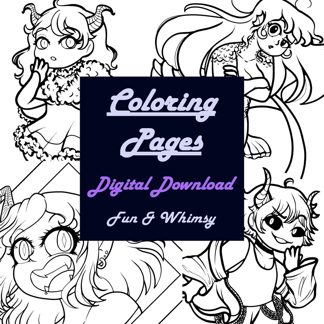 DIGITAL DOWNLOAD Coloring Pages: Fun & Whimsy - Set 1 - Etsy